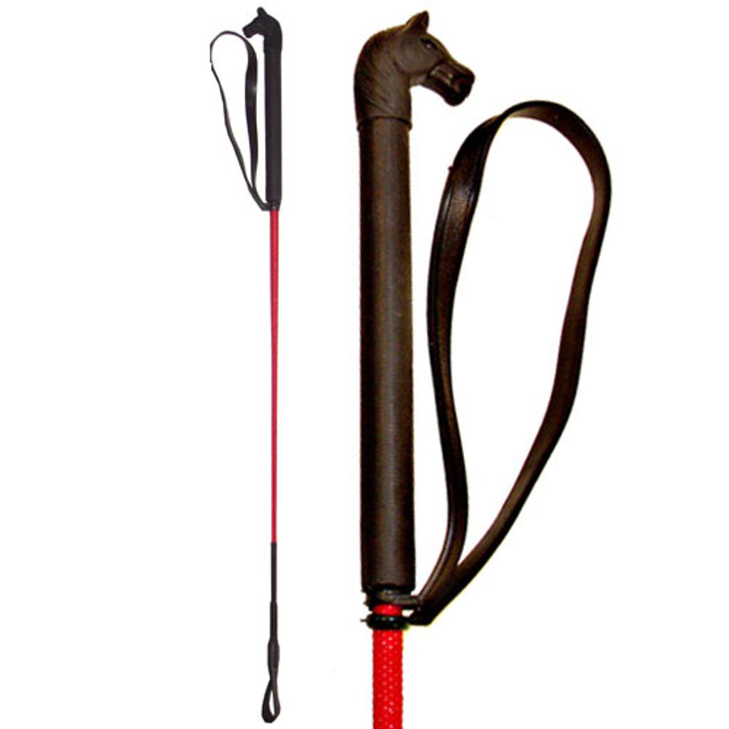 Fuete Con Punta De Cabeza De Caballo Color Rojo De 26" | Equus