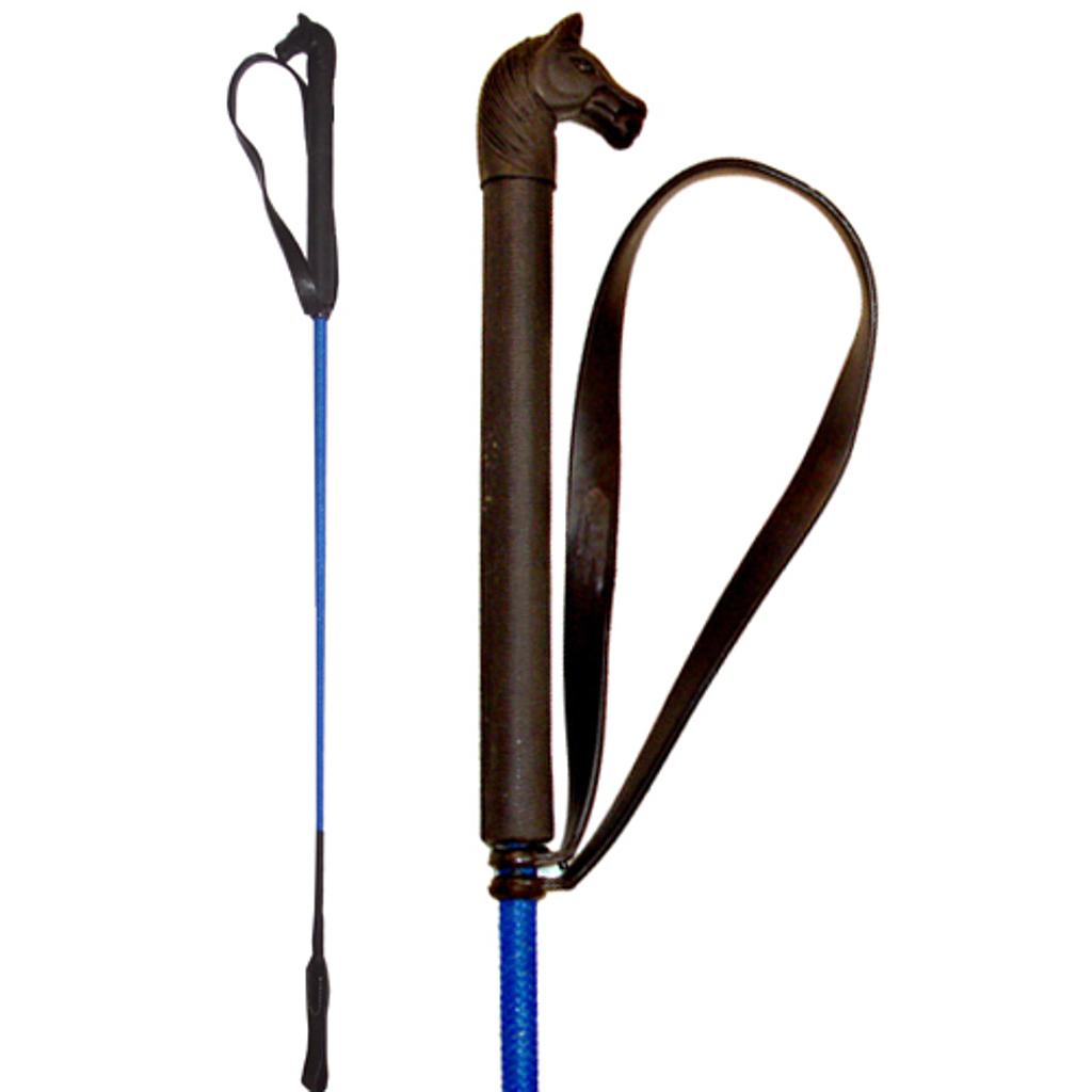 Fuete Con Punta De Cabeza De Caballo Color Azul De 26" | Equus